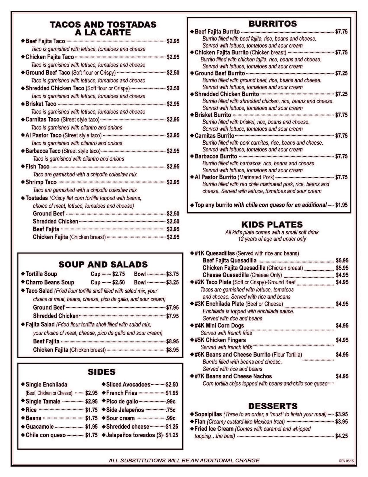 Menu - Don Taco